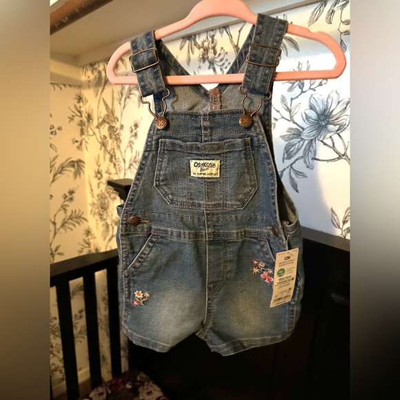 OshKosh B'gosh | One Pieces | Osh Kosh Floral Embroidered Overalls ...